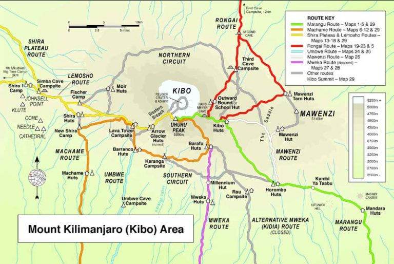 Mappa Kilimanjaro - Savannah Explores Travel Blog
